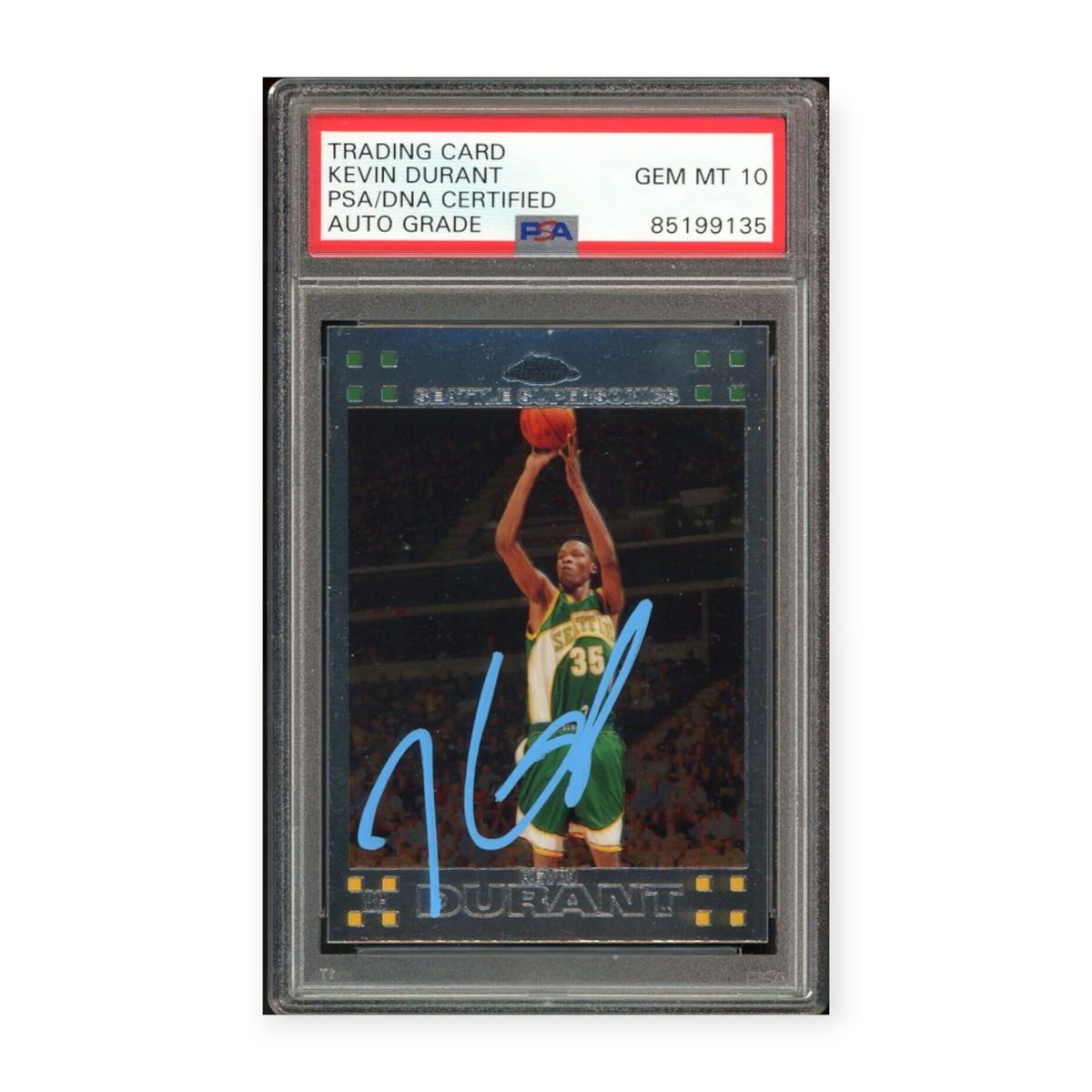 Kevin Durant On Card Autographed 2007-08 Topps Chrome Rookie PSA 10 Au ...