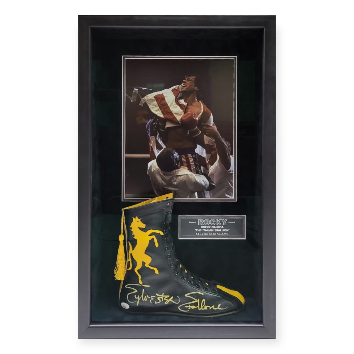 Sylvester Stallone Rocky Balboa Autographed Boxing Shoe Framed To 18x2 ...