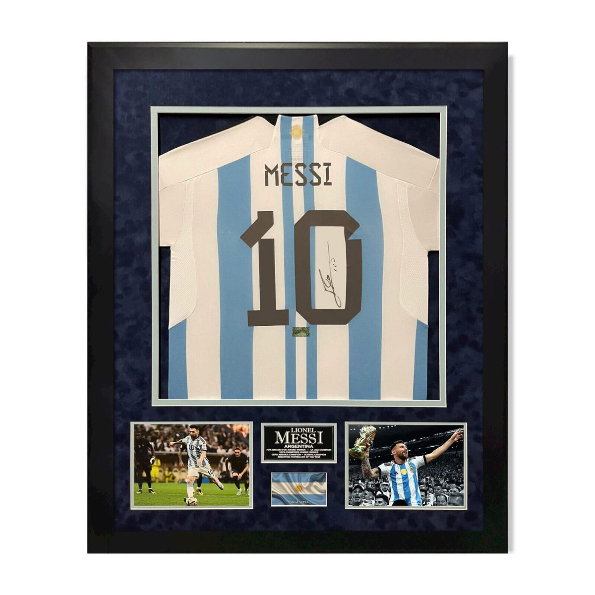 Lionel Messi Autographed Argentina Shirt Framed to 32x40 Icons — ASG ...